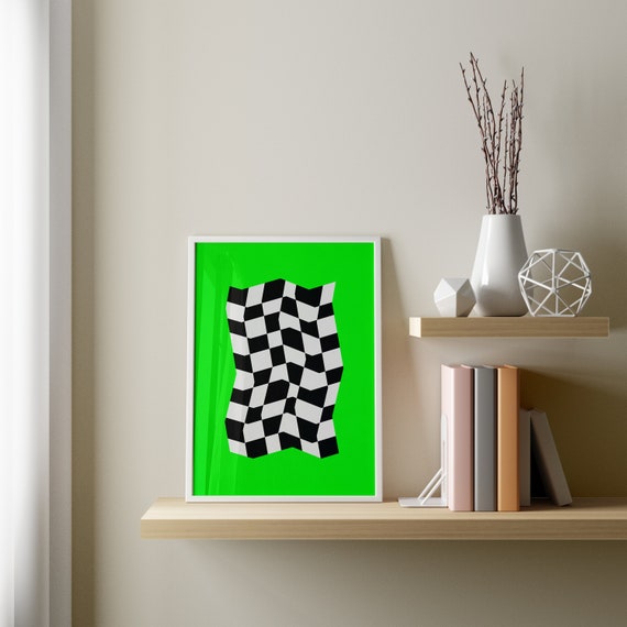 Neon Checkered Wall Art Download Checker Printable Poster | Etsy