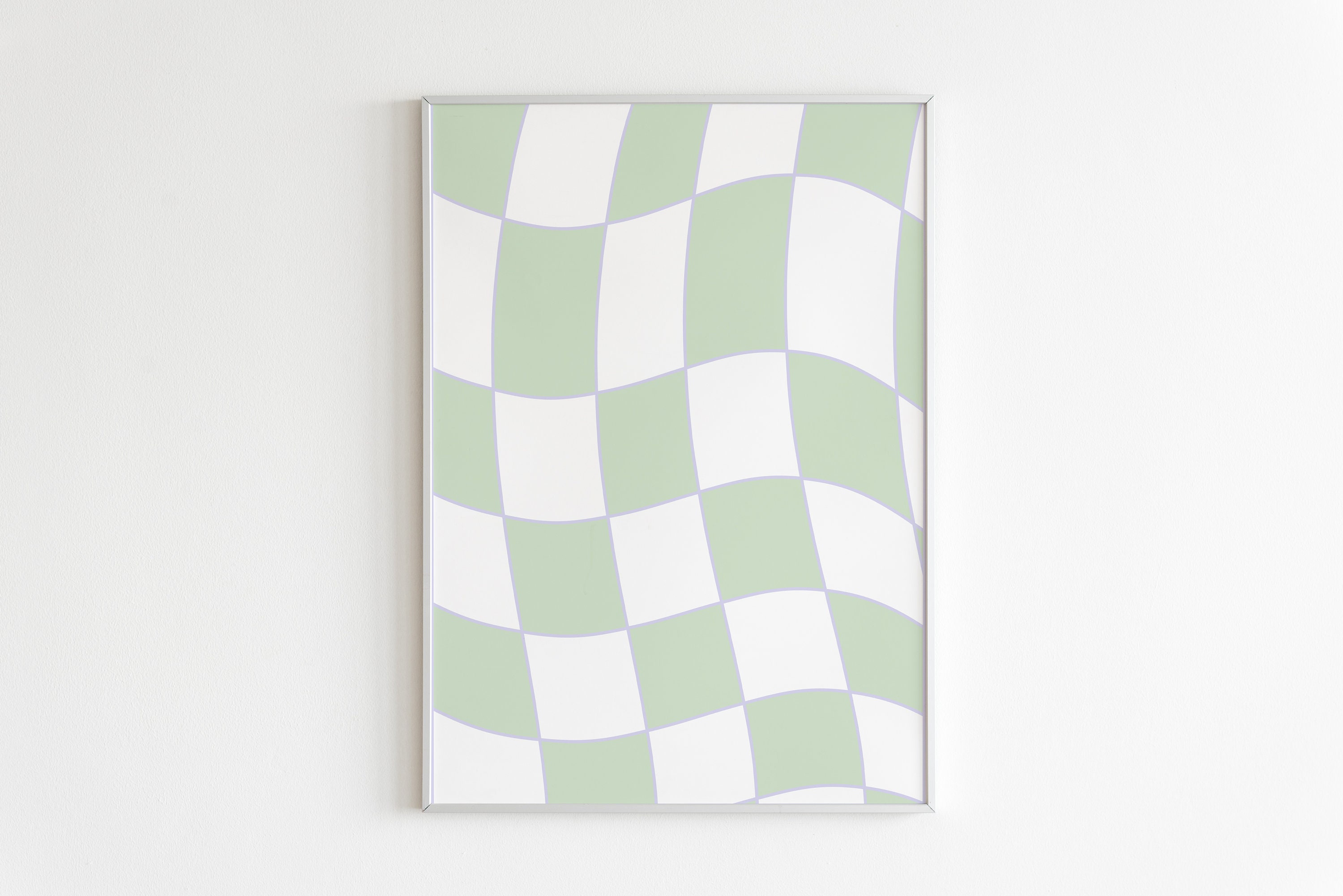 Checkered Wavy Set Retro Digital Art Print Purple and Green - Etsy