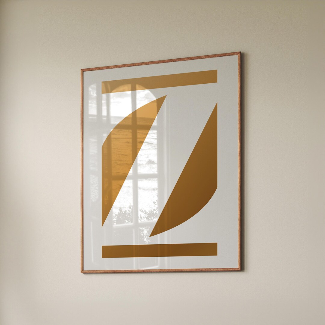 Letter Z Art Print, Gold Retro Wall Art, Vintage Room Decor, Modern ...