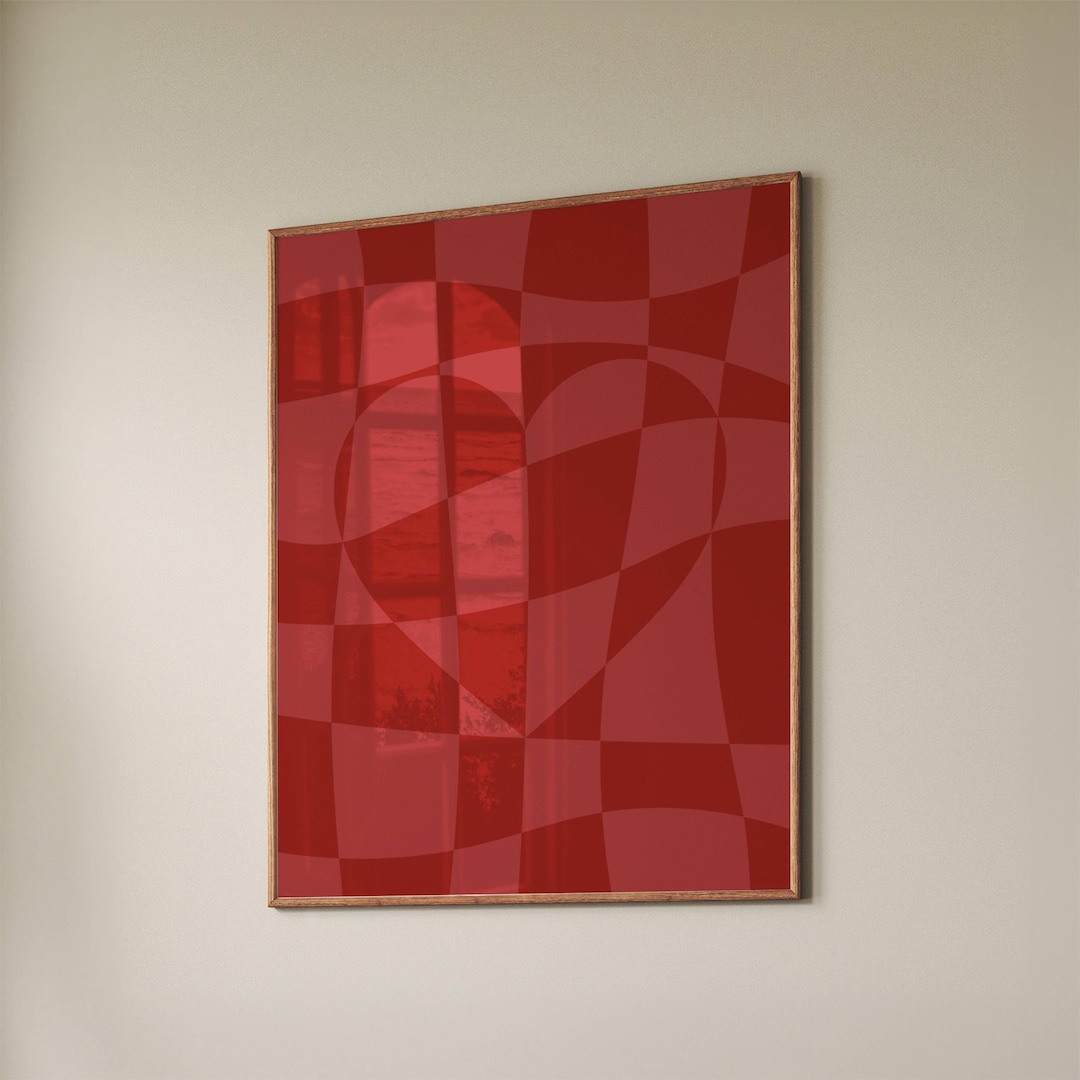 Retro Red Heart Poster, Love Print, Maximalist Wall Decor, Trendy Love ...