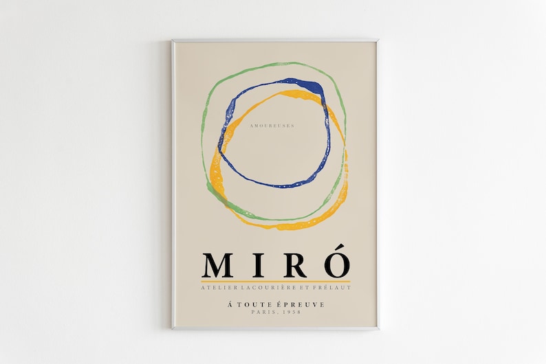 Joan Miro Exhibition Poster: Vintage Lithograph Art Print (digital ...