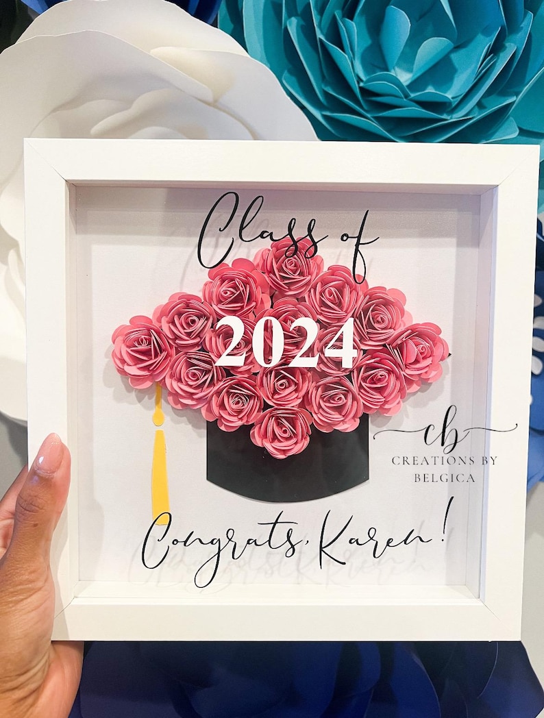 Personalized Paper Flower Graduation Shadow Box Gift - Etsy