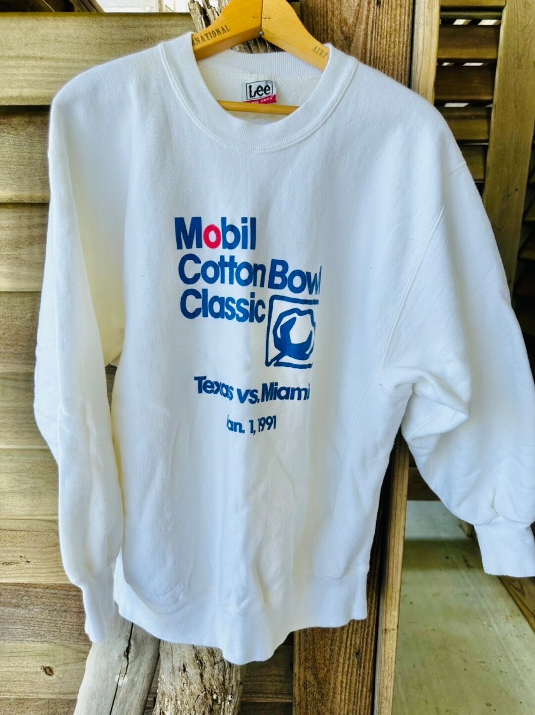 Vintage Mobil Cotton Bowl Classic 1991 Crossgrain Sweatshirt Texas Vs ...