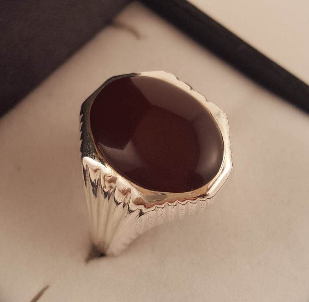 Blood Red Yemeni Aqeeq Ring Yamani Aqiq Ring for Men Yameni Akik Ring ...