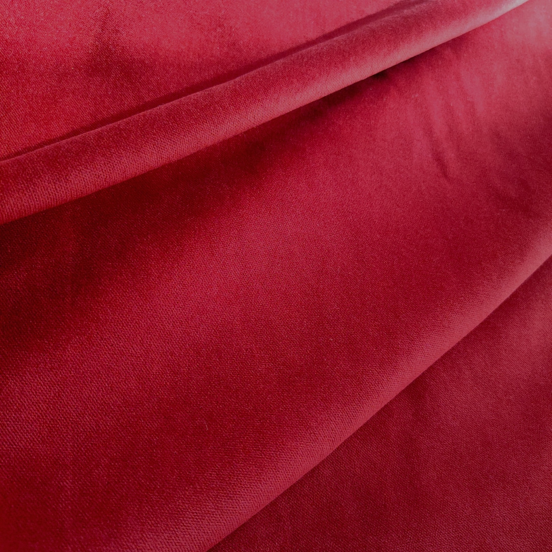 Solid Luscious Red Upholstery Velvet Fabric, Furniture Fabrics, Carmine ...