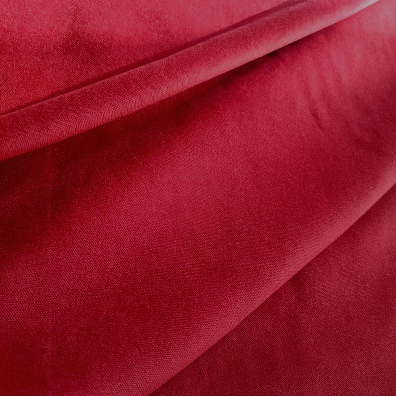 Solid Luscious Red Upholstery Velvet Fabric, Furniture Fabrics, Carmine ...