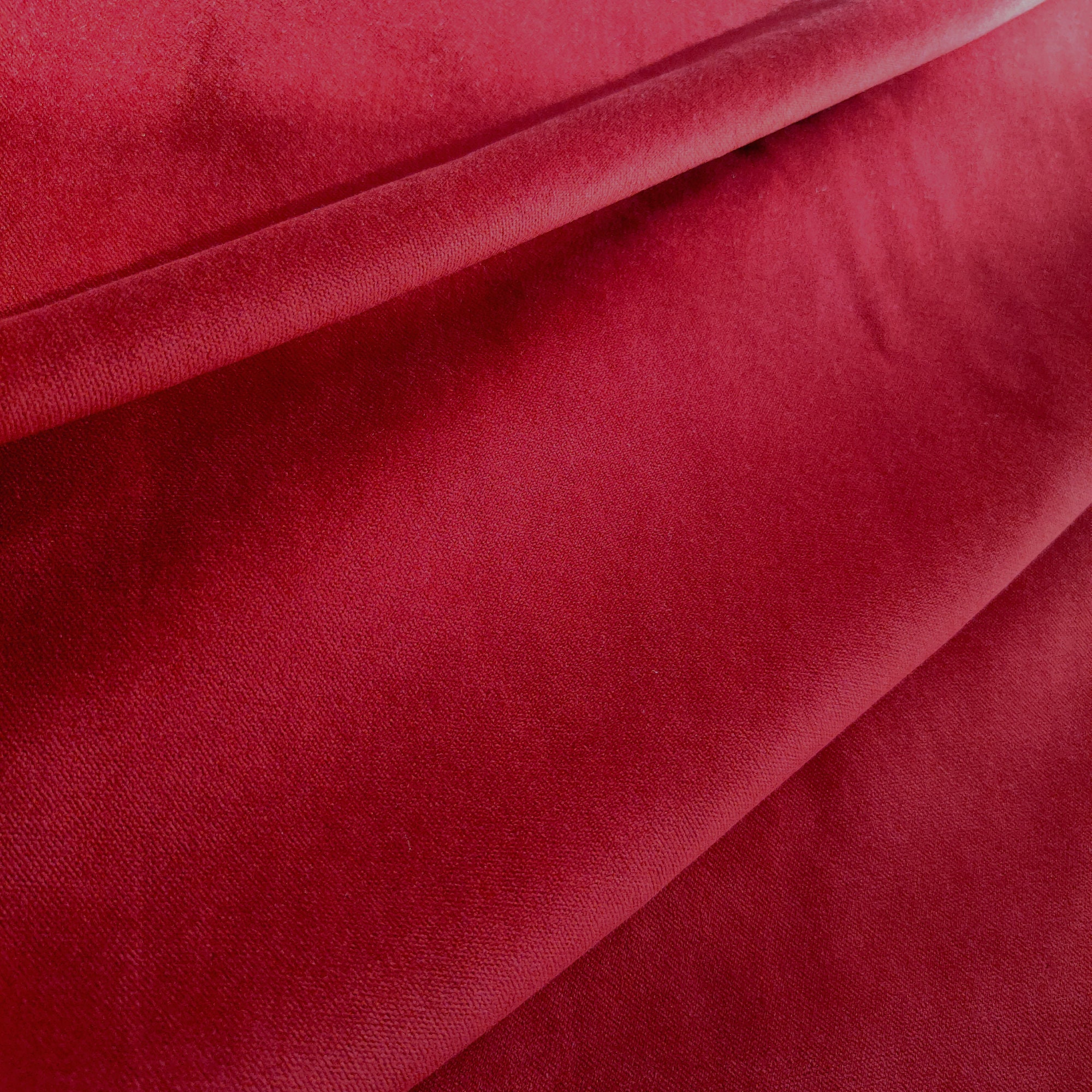 Solid Luscious Red Upholstery Velvet Fabric, Furniture Fabrics, Carmine ...