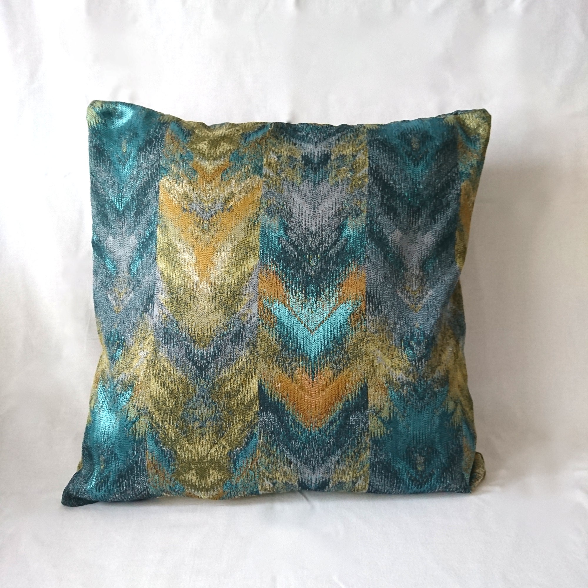 Patterned Mixed Color Satin Textile Fabric Cushion Cover Blue - Etsy