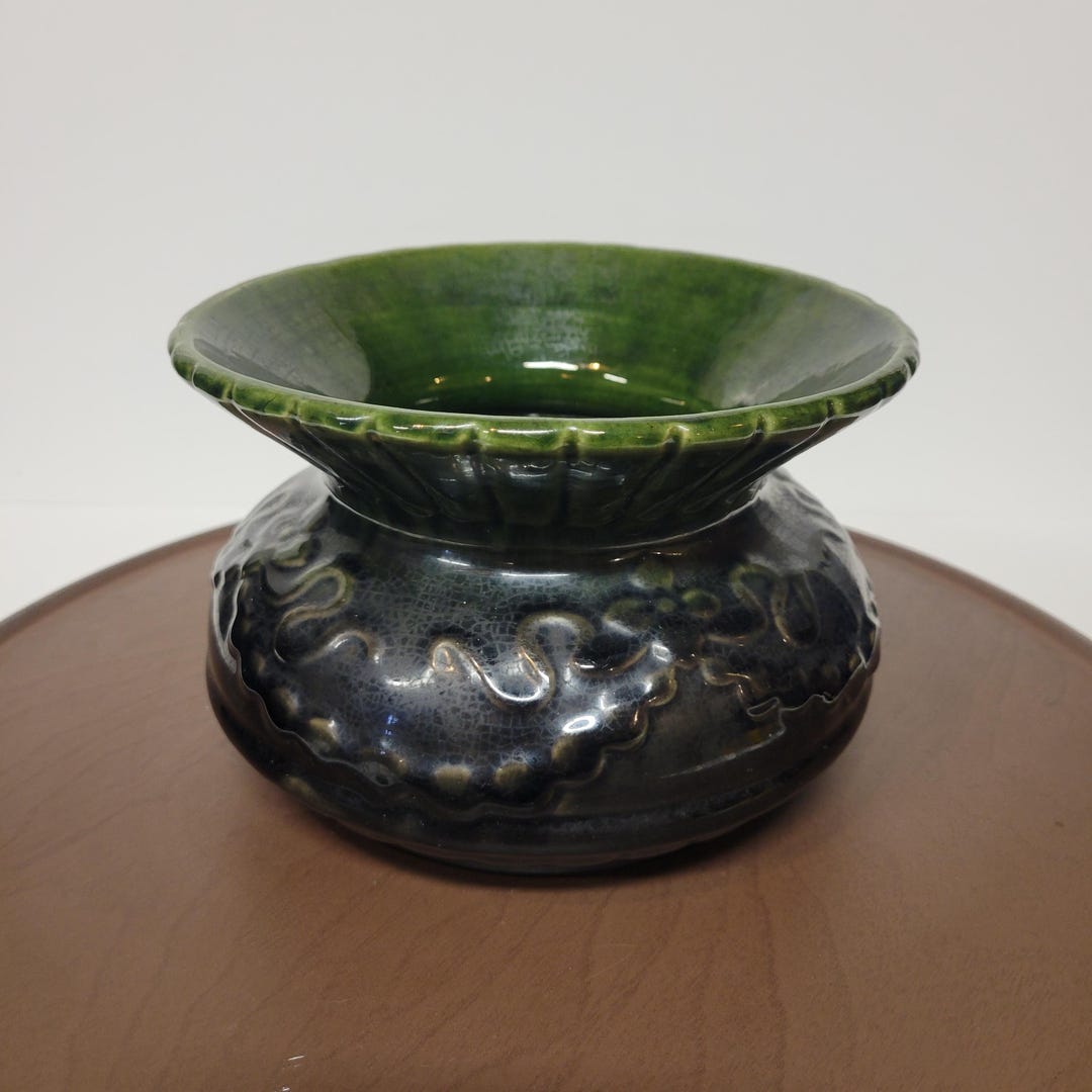 Antique Victorian Green Ceramic Vase - Etsy