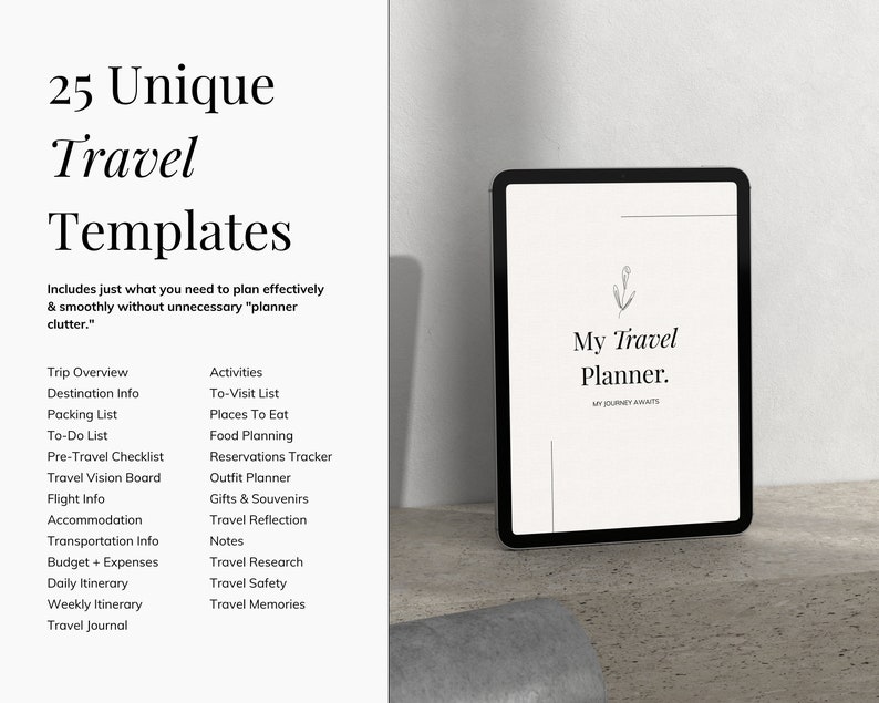 Digital Travel Journal, Digital Vacation Planner Hyperlinked, Digital ...