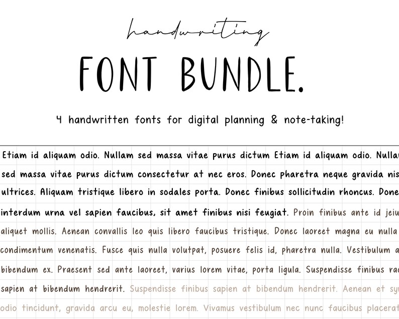 Neat Handwriting Font Bundle for Note-taking, Digital Planning Fonts ...