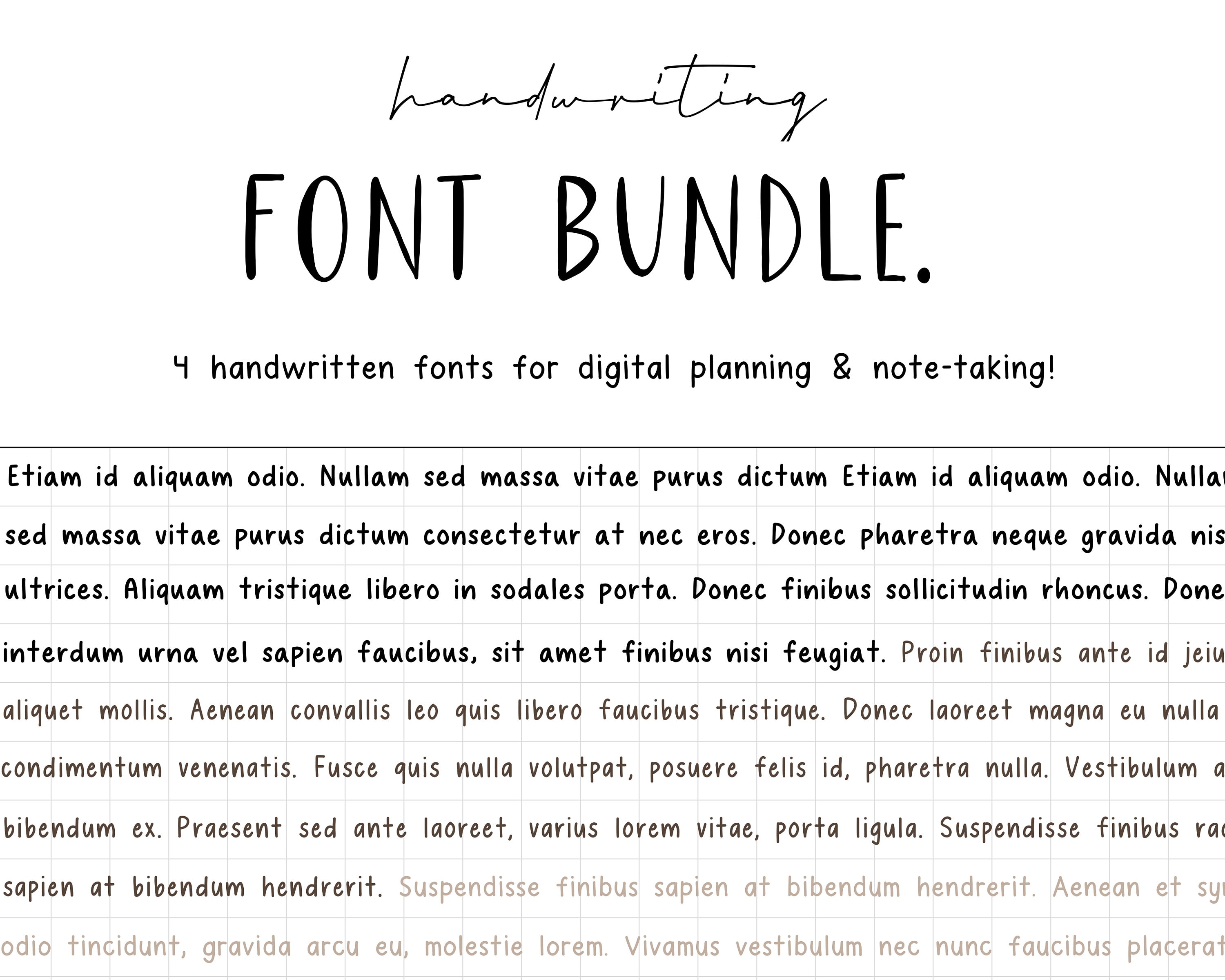 Neat Handwriting Font Bundle for Note-taking, Digital Planning Fonts ...