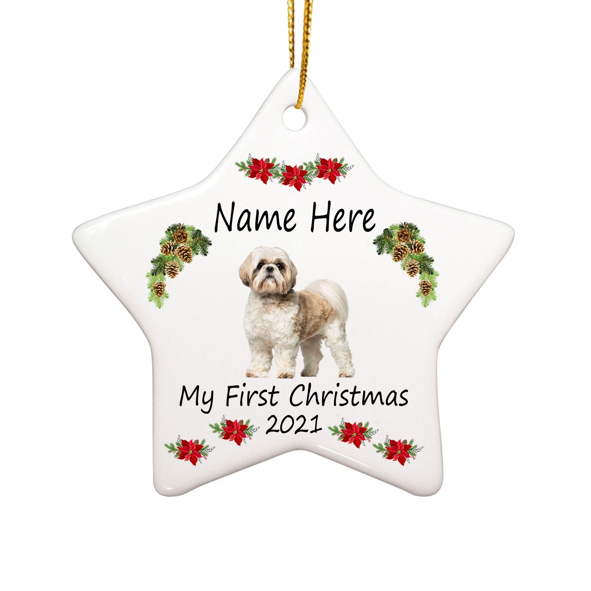 Personalized Name Shih Tzu Ornaments For Chistmas Tree Designed & Sold ...