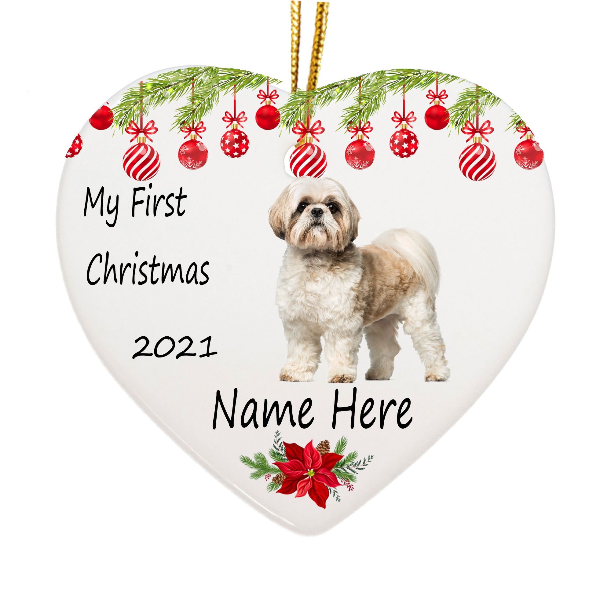 Personalized Name Shih Tzu Ornaments For Chistmas Tree Designed & Sold ...