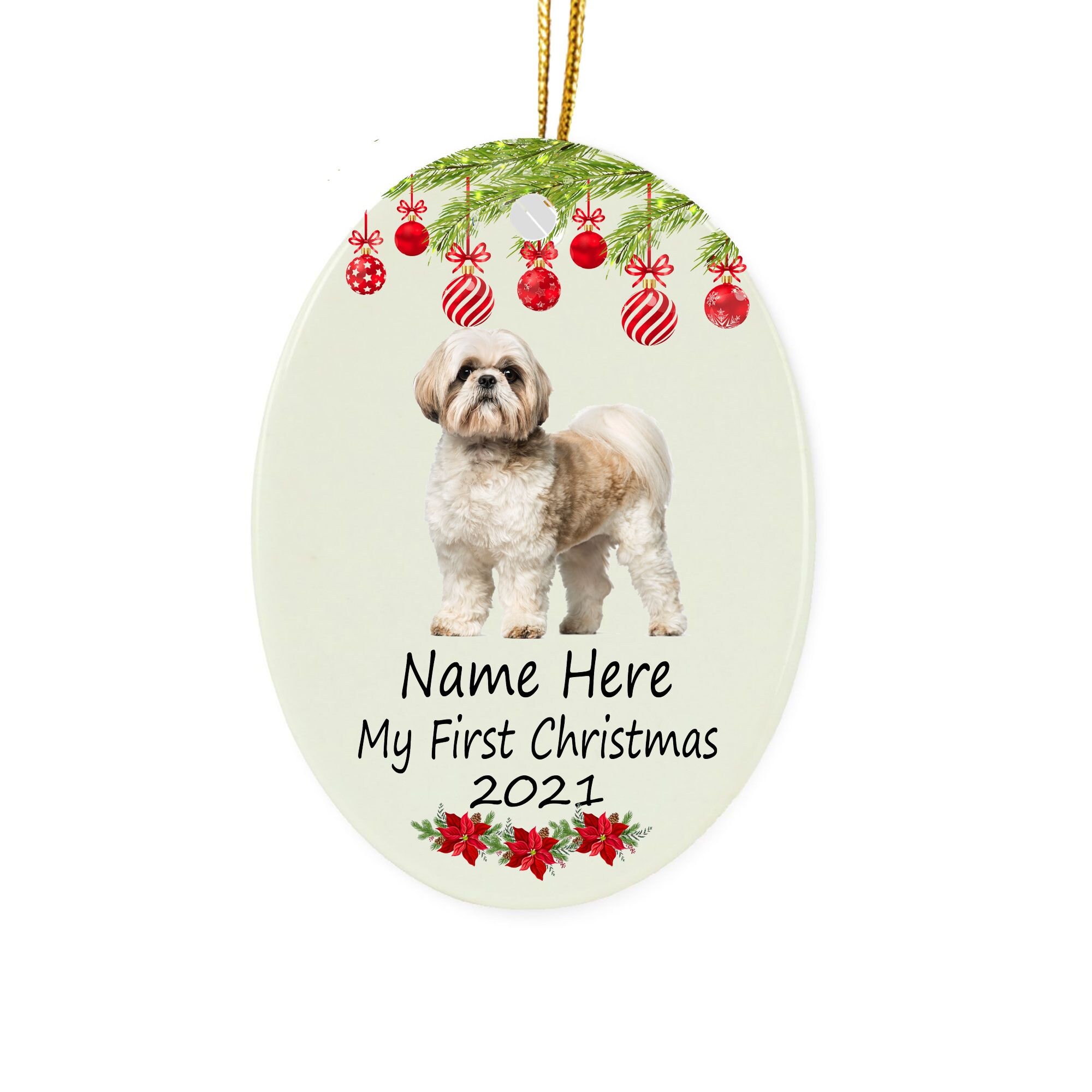 Personalized Name Shih Tzu Ornaments For Chistmas Tree Designed & Sold ...