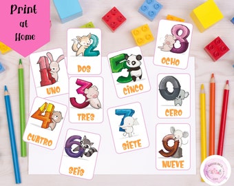 Bilingual English Spanish Counting Flashcards Bilingual - Etsy