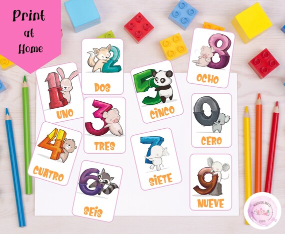 1-10 Printable Flashcards With Numbers in Spanish. Print and - Etsy