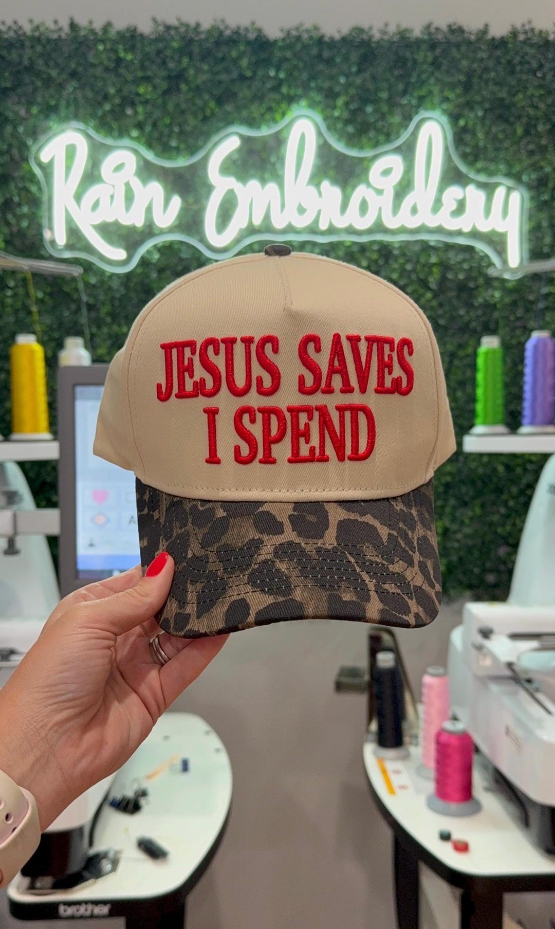 Jesus Saves I Spend Leopard Vintage Hat / Vintage Trucker Hat ...