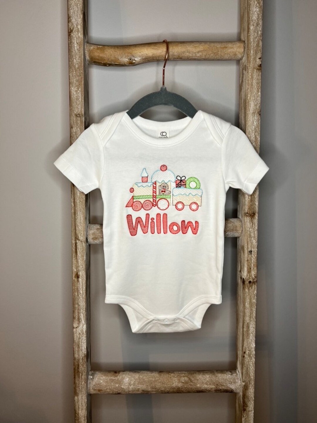 Gingerbread Man Christmas Train Embroidered Kid Shirt / Baby ...