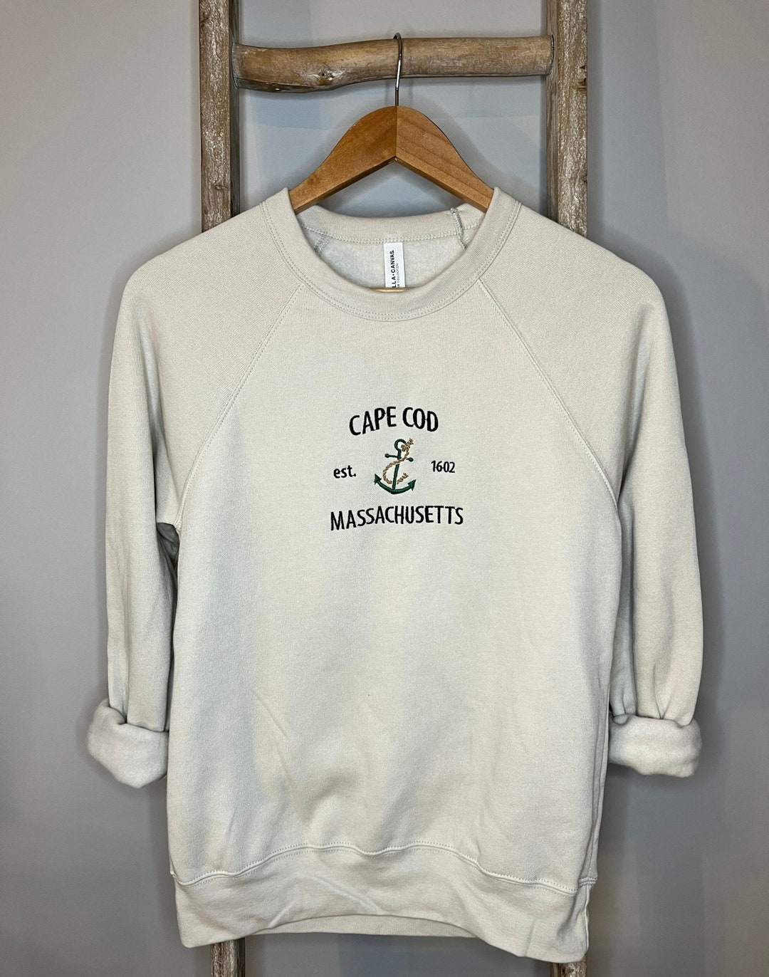 Cape Cod Embroidered Crew Pullover / Beach / Embroidered Sweatshirt ...