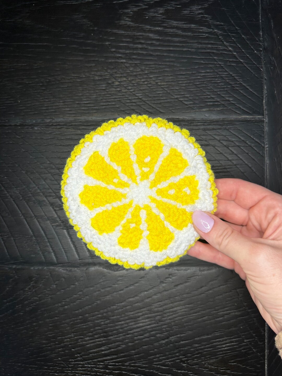 Handmade Tufted Lemon Coaster / Punch Needle Coaster / Citrus Coaster ...
