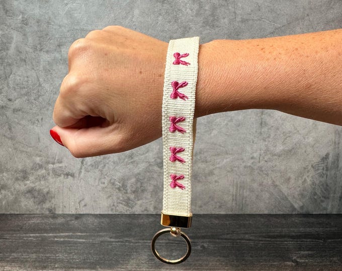 Customizable Keychain Wristlet | Fabric Key Fobs | Embroidery Leaves ...