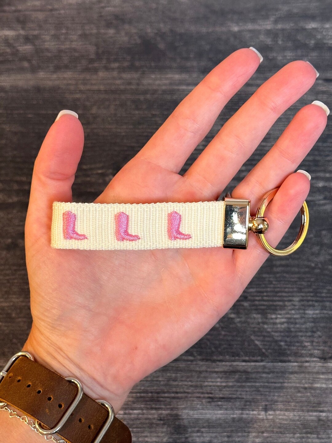 Pink Boot Keychain / Cowboy Boot Embroidered Keychain / Coquette Bow ...