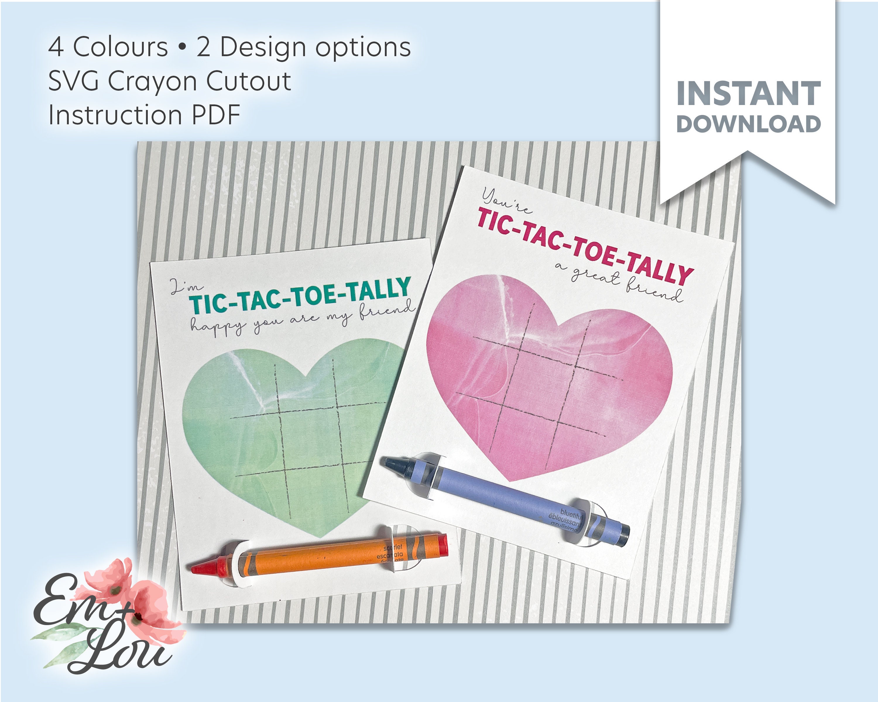 Valentine's Day Card Printable Class Cards Game Cards Crayon Holder DIY ...