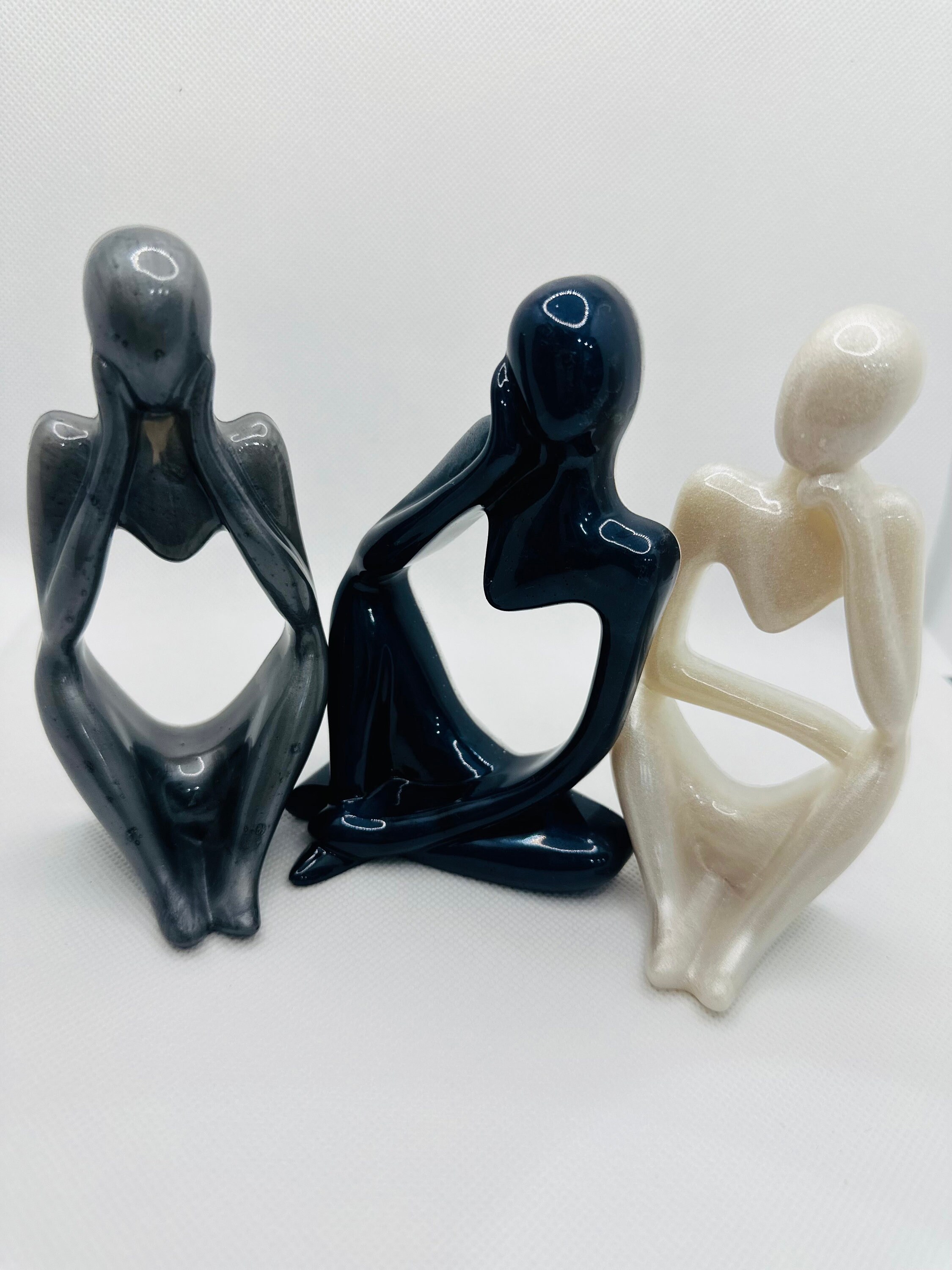 Abstract Thinker Statue Set of 3 Resin Figurine Modern Sculpture ...