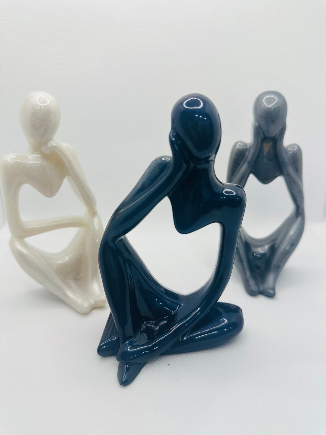 Abstract Thinker Statue Set of 3 Resin Figurine Modern Sculpture ...