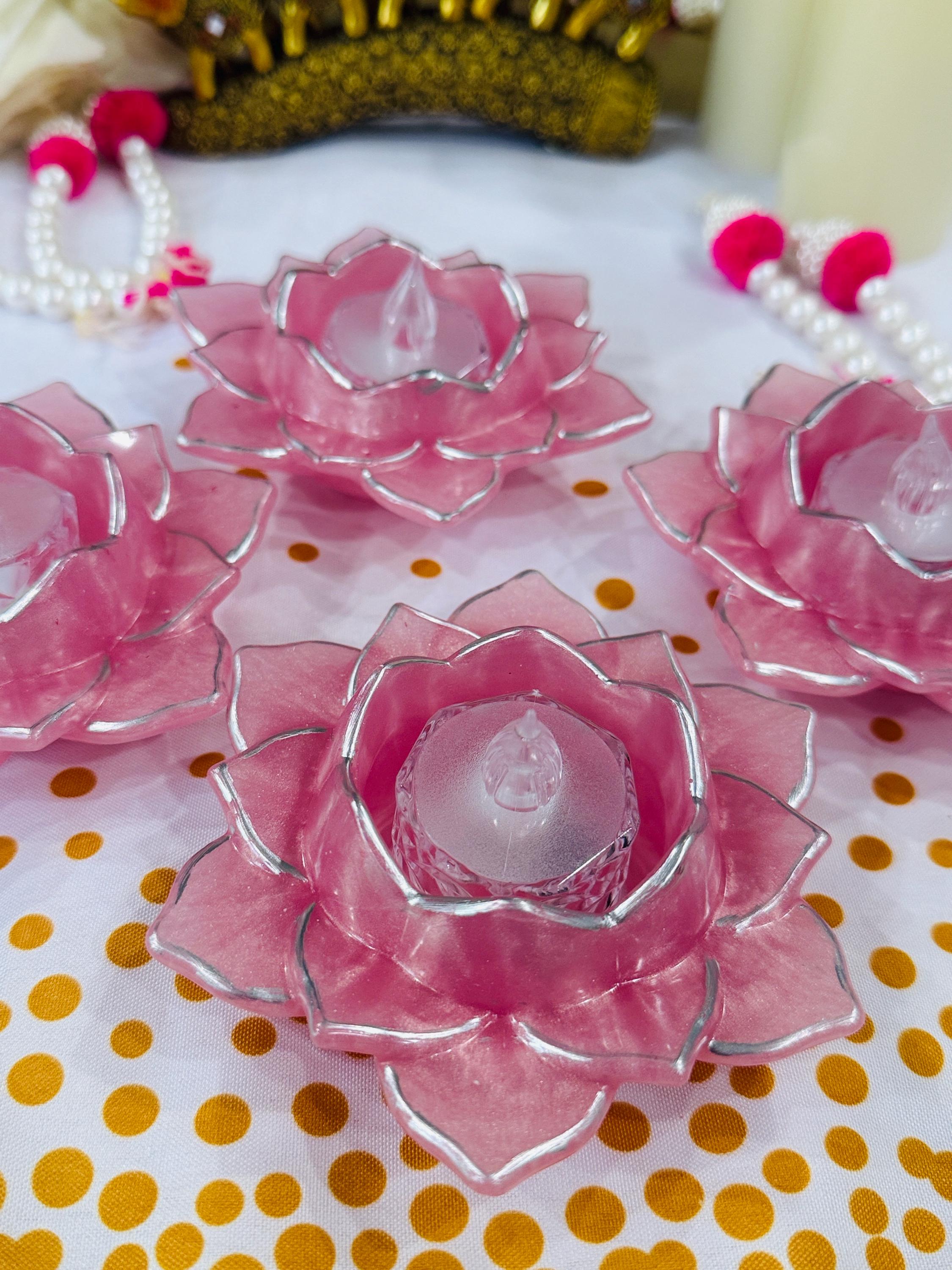 Handmade Resin Lotus Tea Light Holder: Spiritual Home Decor Dining ...