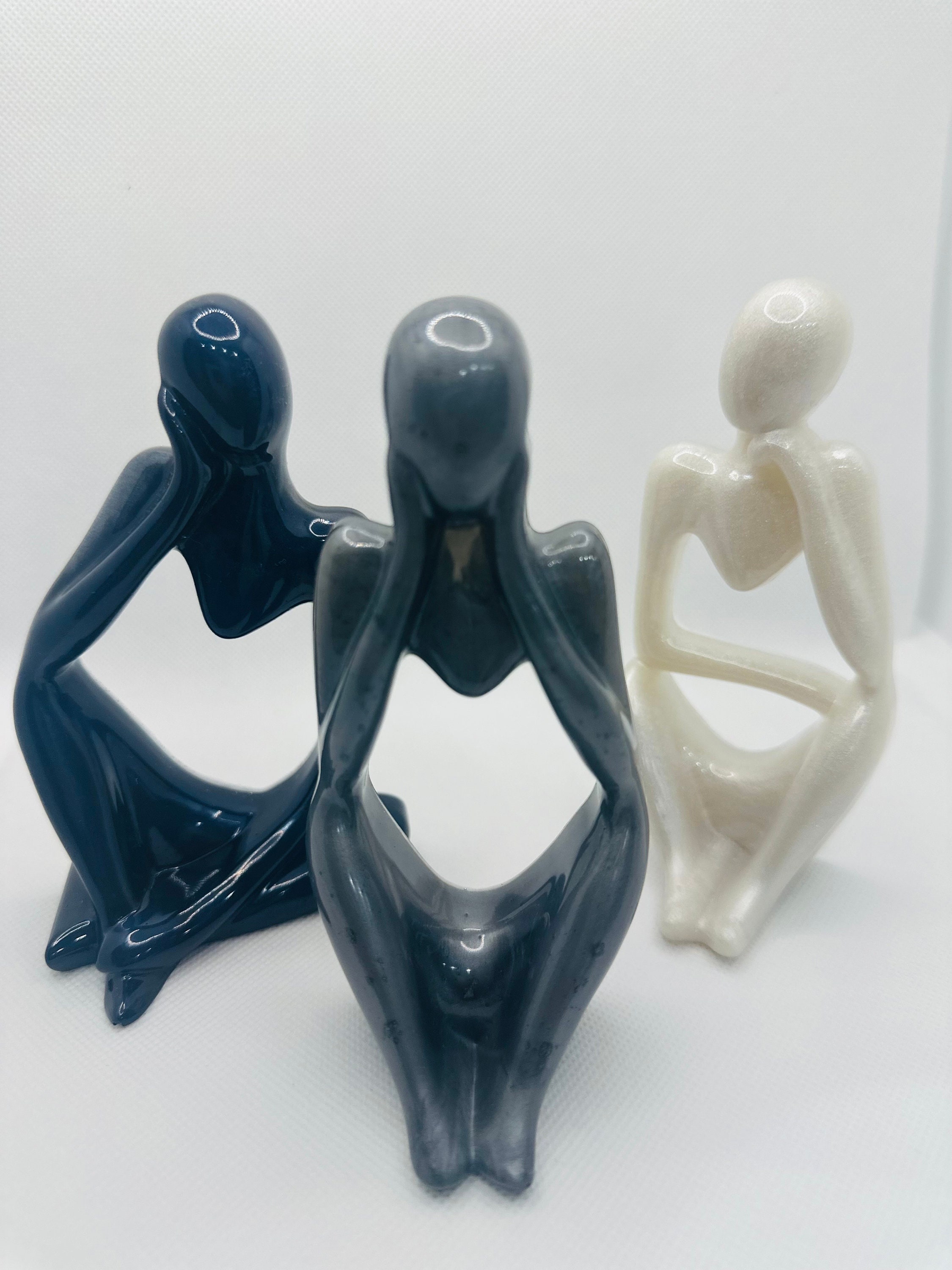 Abstract Thinker Statue Set of 3 Resin Figurine Modern Sculpture ...