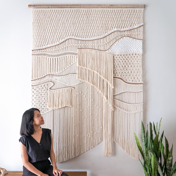Monstera Leaf Wall Hanging Macrame, Large Leaf Macrame Wall Art ...