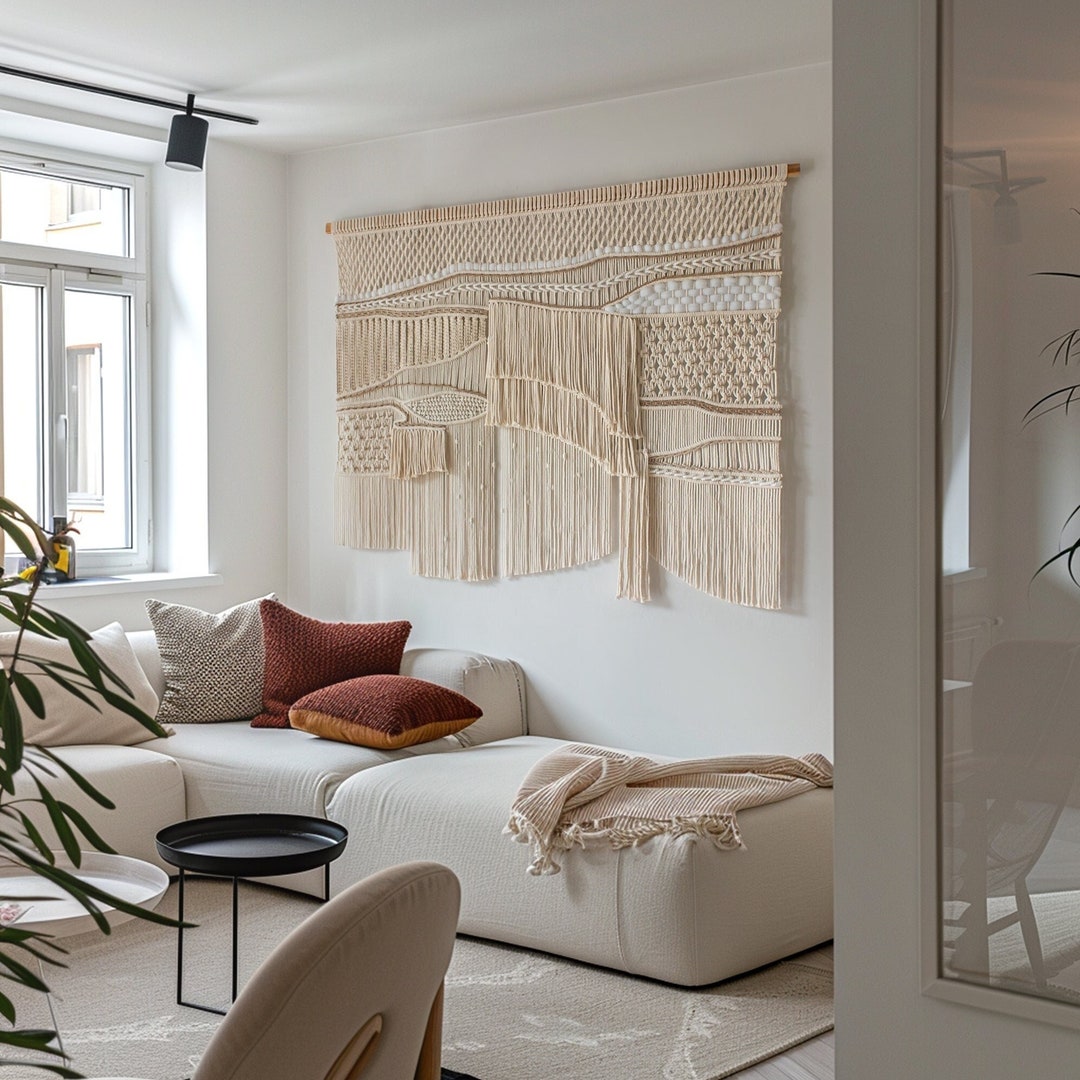 Macrame Wall Art for Office Decor, Original Macrame Wall Hanging ...