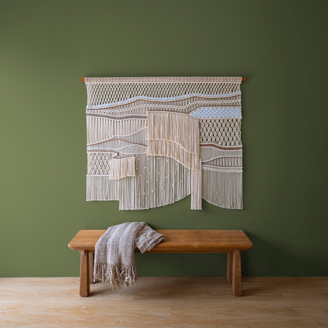 Large Macrame Landscape | 3D Textured Wall Art | Japandi Home Decor ...