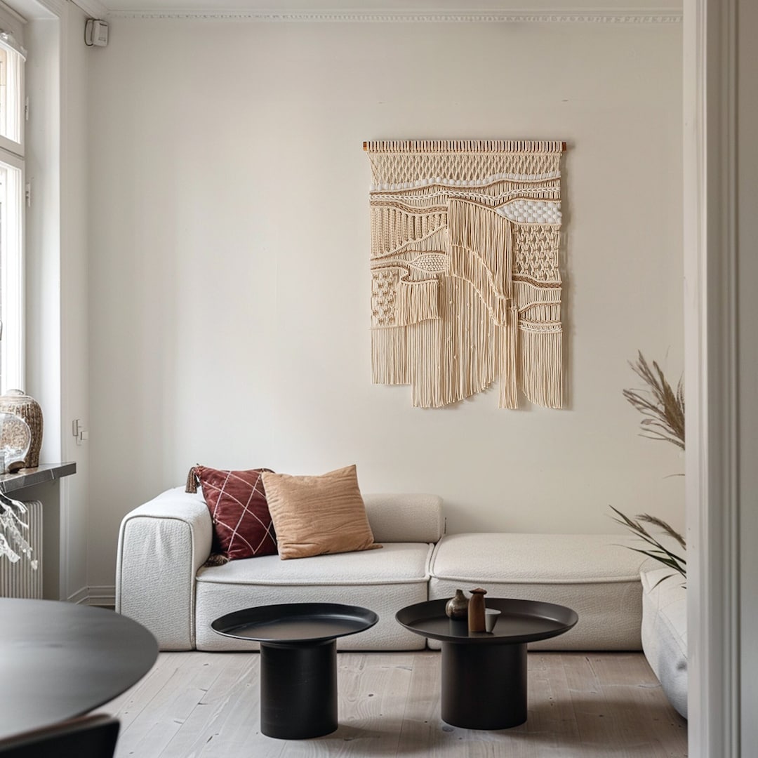 Macrame Wall Hanging for Stairwell, Abstract Macrame Wall Decor for ...