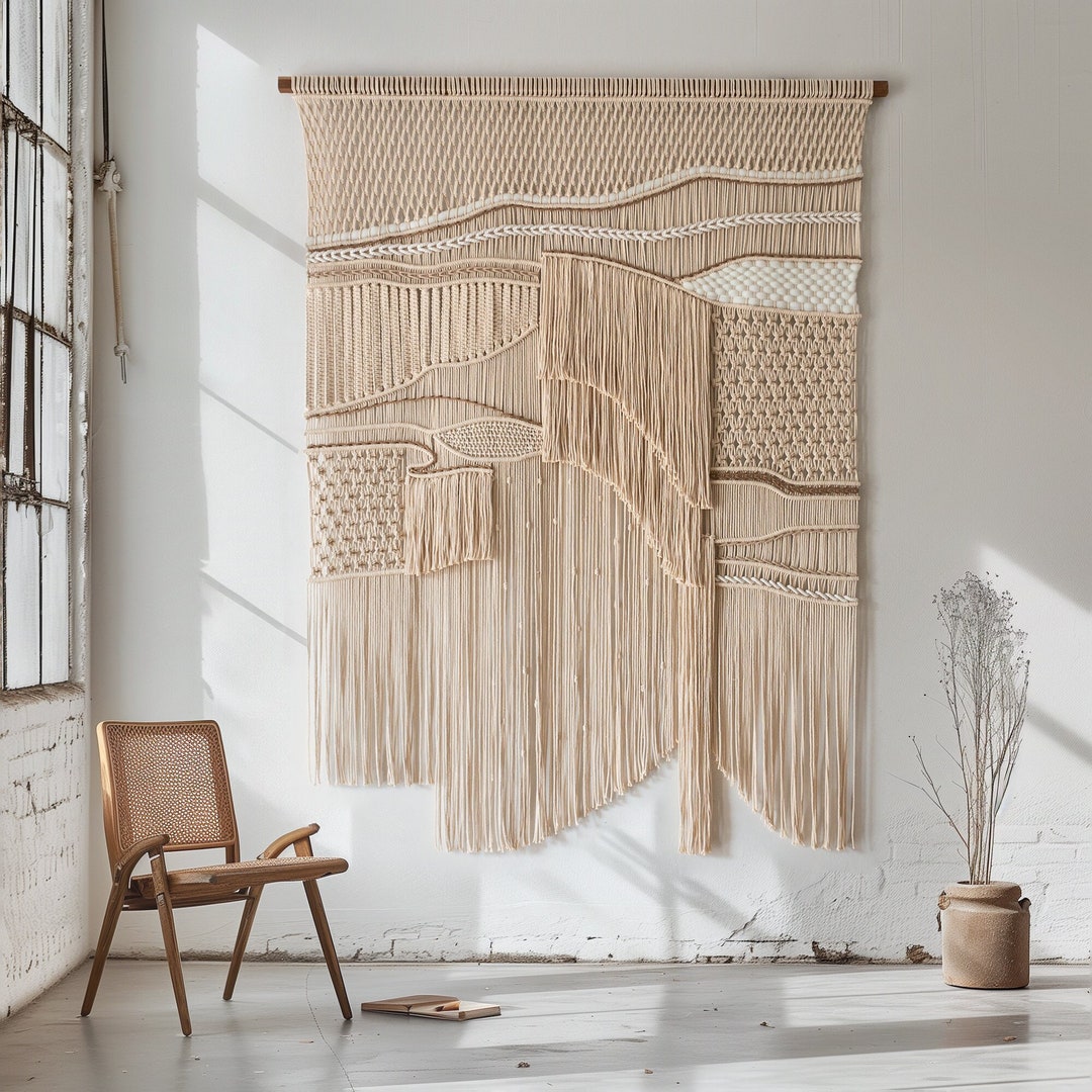 Natural Macrame Wall Hanging for Entryway, Bohemian Wall Decor for ...
