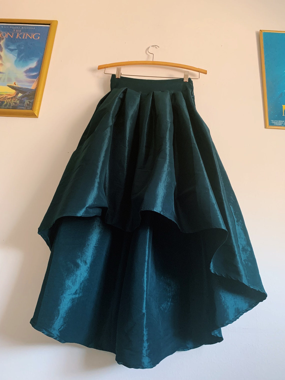 Beautiful Emerald Green Satin Full Skirt Xs S Etsy