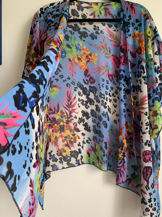 Vintage Blue Patterned Kimono Large - Etsy