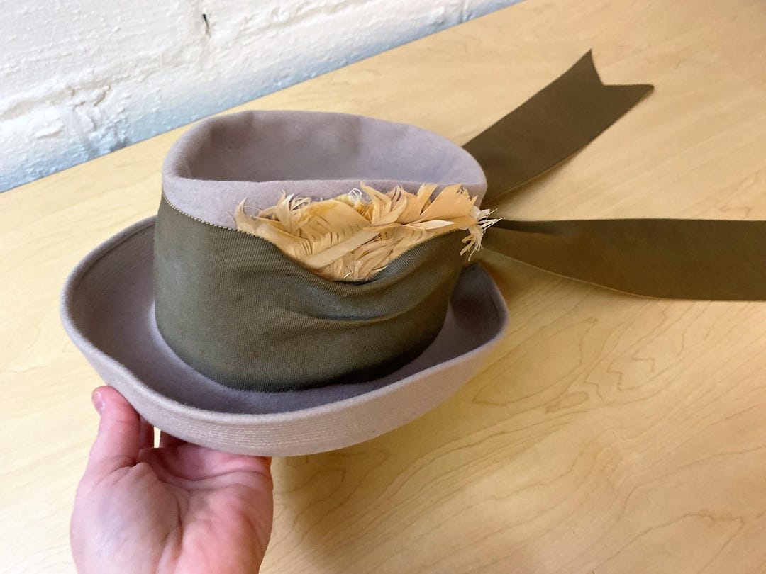 Vintage G Howard Hodge Felt Wool Hat | Ribbon & Feathered Cap - Etsy