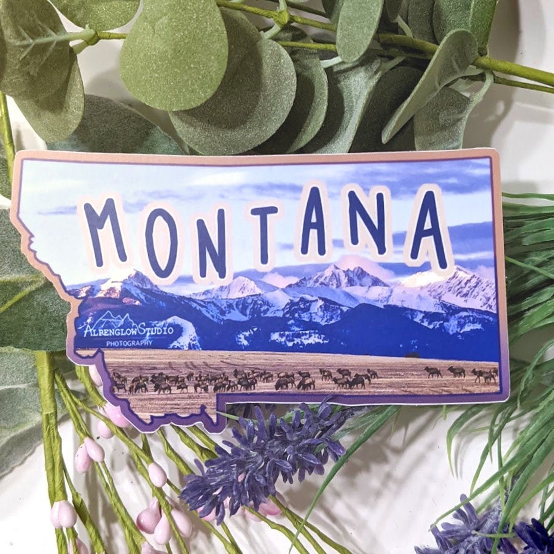 Montana State Sticker || Beautiful Mountain Elk Scenery | Vinyl High ...