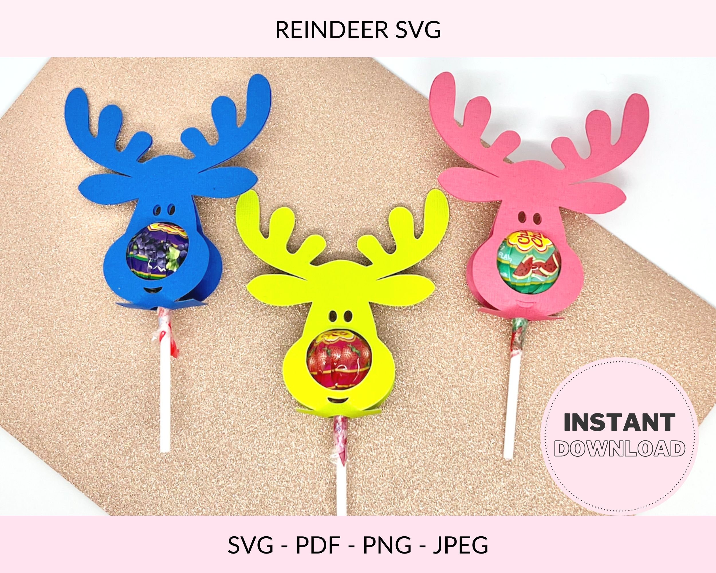 Reindeer SVG / Reindeer Lollipop Holder / Reindeer Cut File / Christmas ...