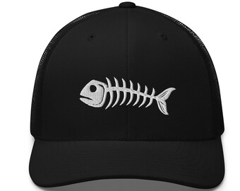 Skeleton Fish Trucker Hat - Etsy