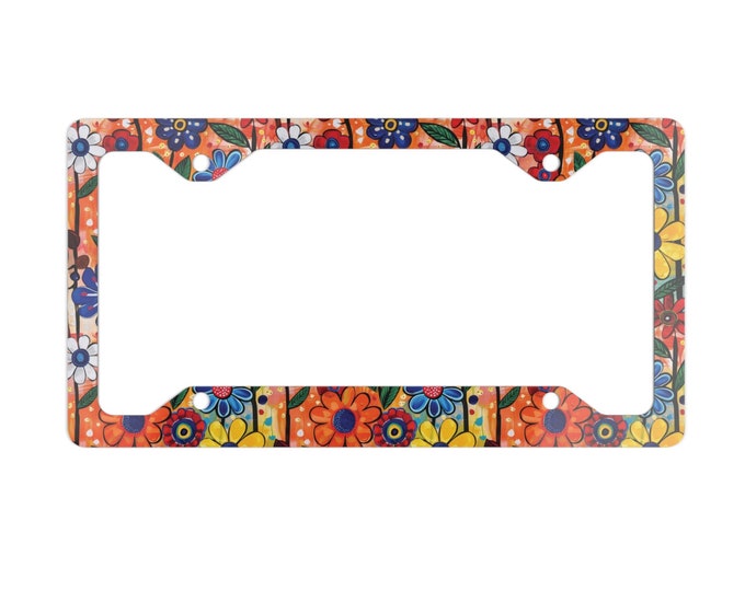 Vintage Wildflower License Plate Frame Floral Metal License Frame ...