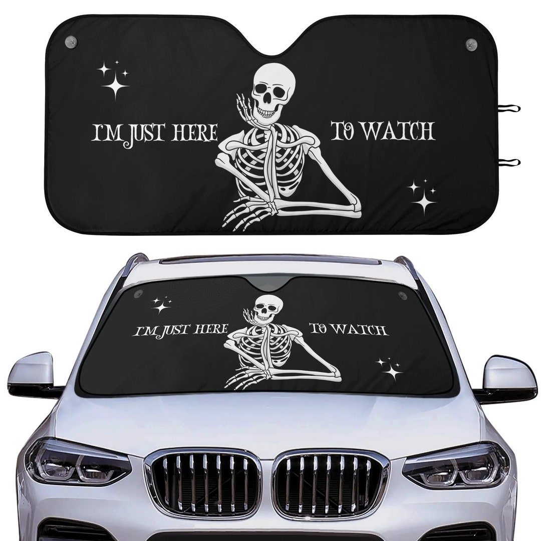 Funny Skeleton Car Auto Sun Shade, Spooky Skull Windshield Sunshade ...