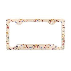 Cottagecore Flower Car Metal License Plate Frame, Cute Aesthetic ...