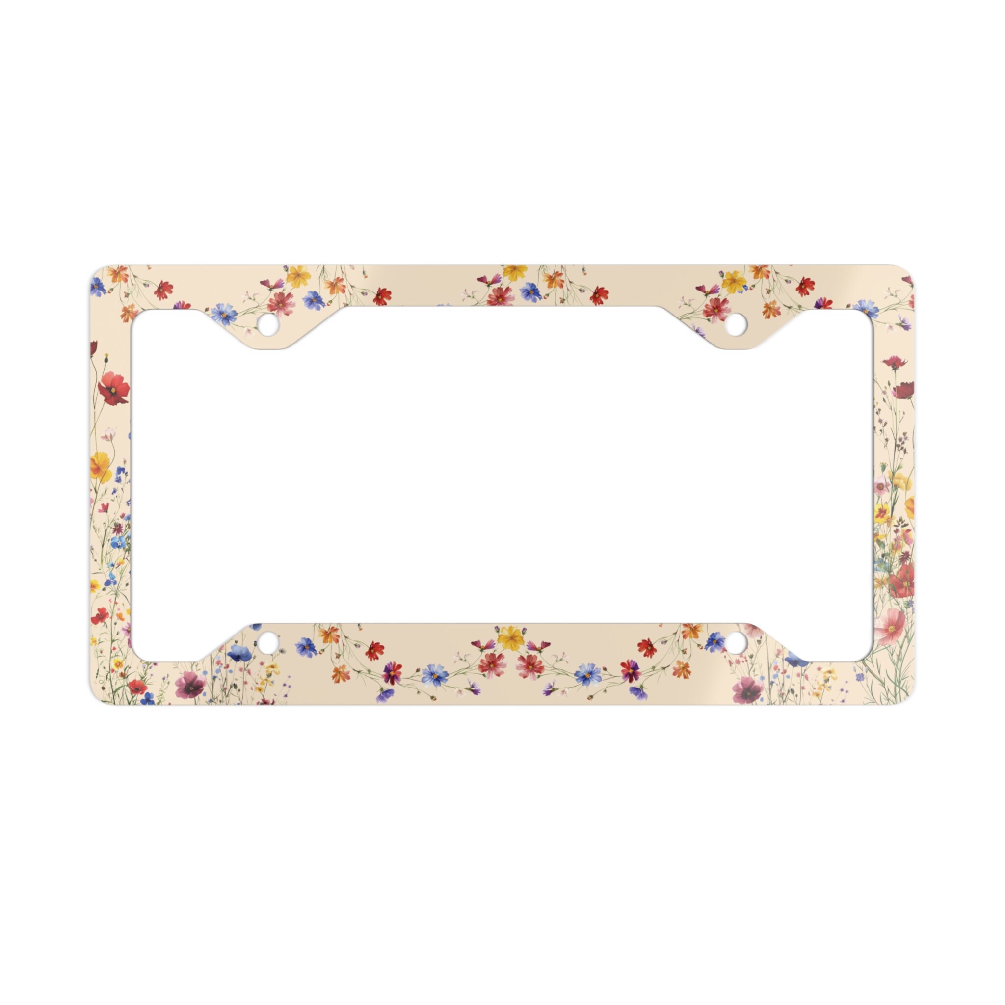 Cottagecore Flower Car Metal License Plate Frame, Cute Aesthetic ...