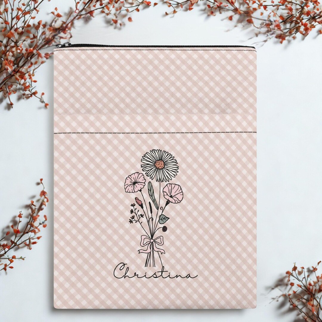 Personalized Name Book Sleeve Book Cover Protector With Zipper, Birth ...