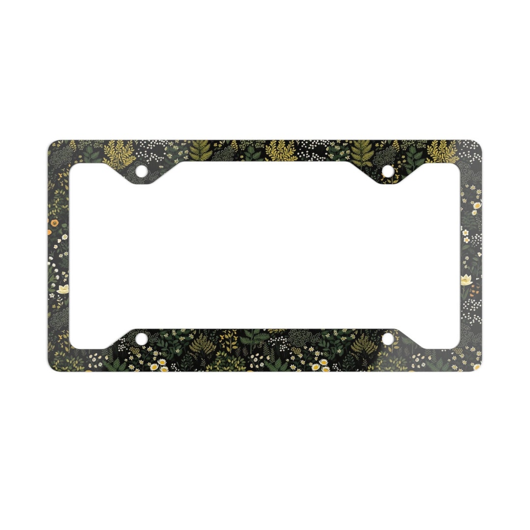Forest Green Car Metal License Plate Frame, Witchy Nature Botanical ...