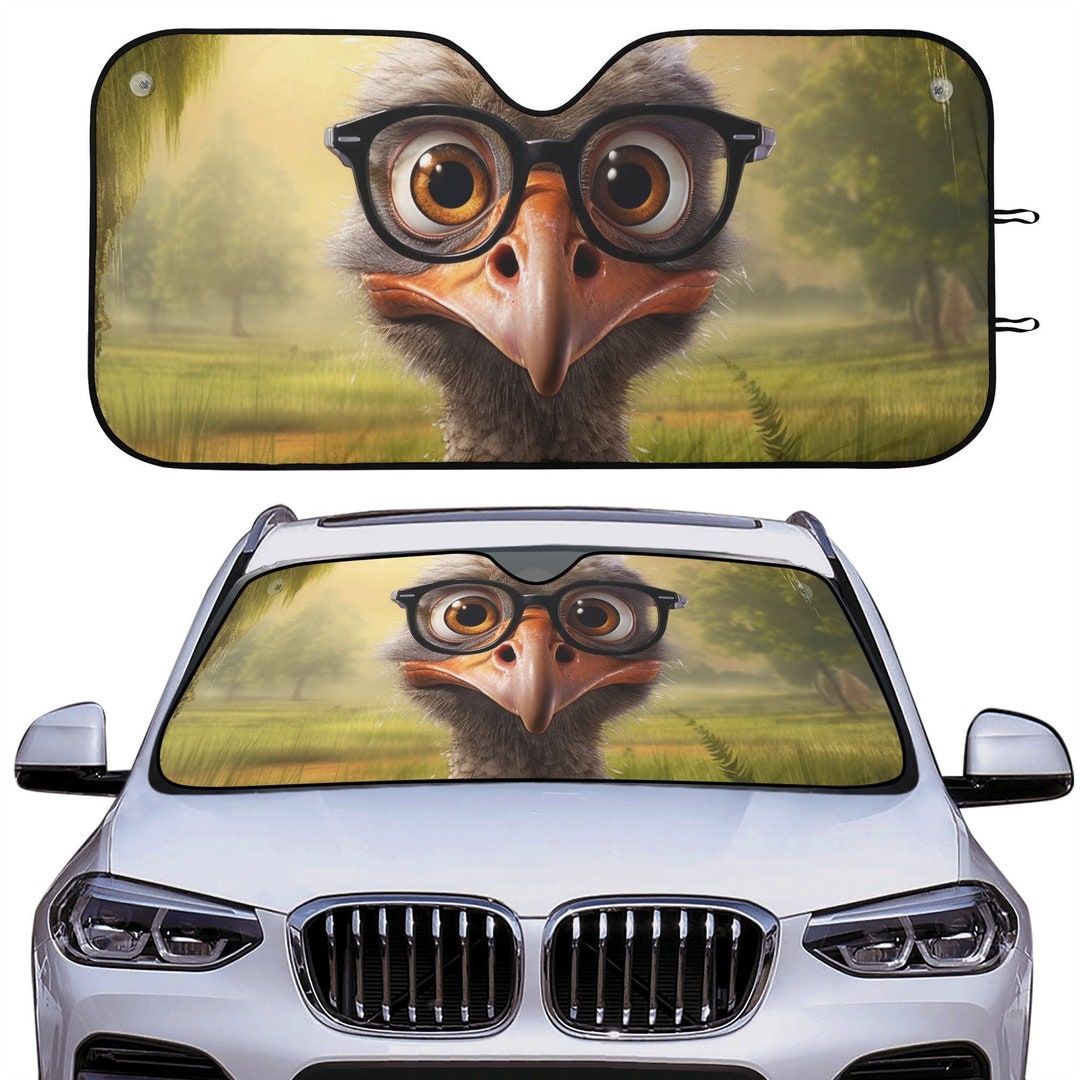 Nerd Geek Ostrich Car Auto Sun Shade, Funny Ostrich Bird Windshield ...